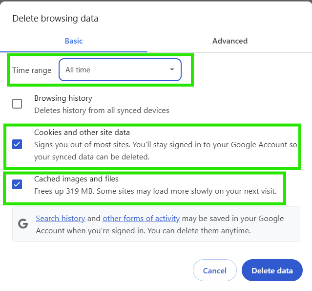Clear Your Browser's Cache and Cookies – Delta Gamma